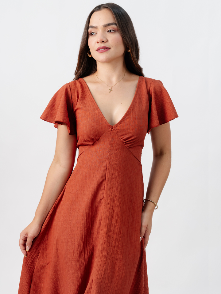 VESTIDO LARGO CORTE A BRENDA RUST – HUBA