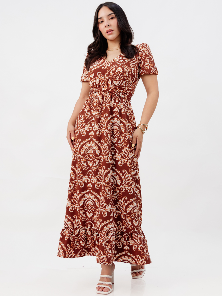 VESTIDO CASUAL LARGO REBECA CHOCOLATE – HUBA