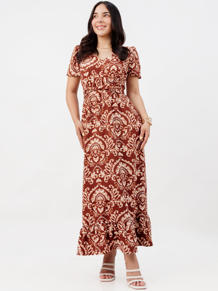 VESTIDO CASUAL LARGO REBECA CHOCOLATE – HUBA